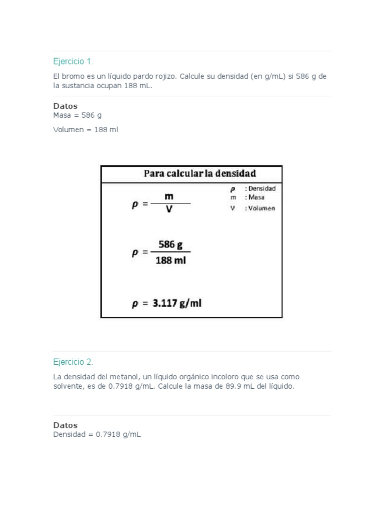 Clase 6. Ejercicios Resueltos | PDF | Densidad | Ciencias fisicas