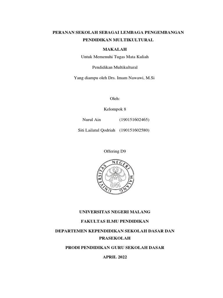 Makalah Kelompok 8 - Pendidikan Multikultural | PDF