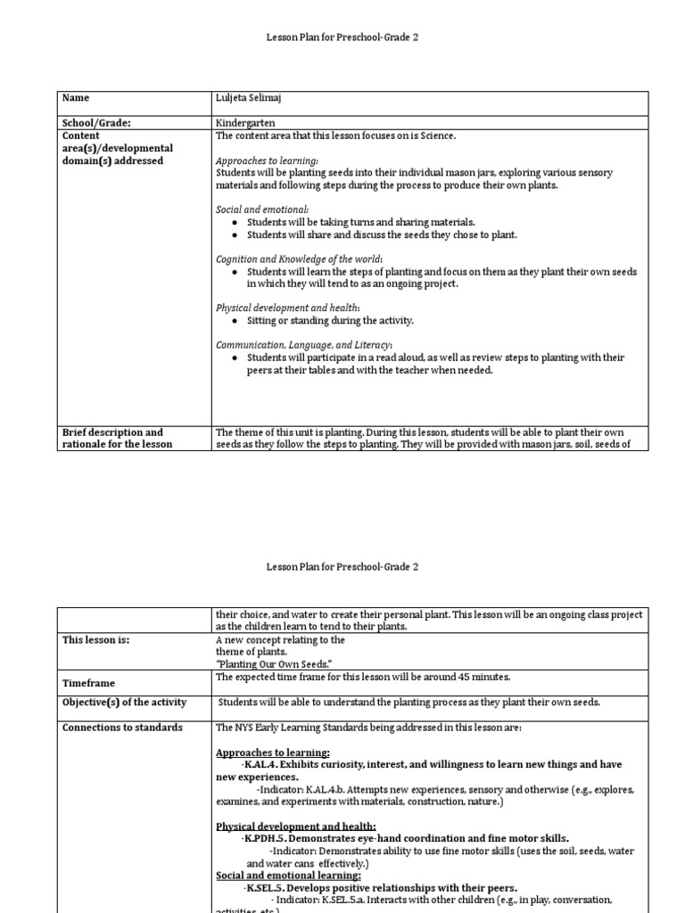 Planting Our Own Seeds | PDF | Lesson Plan | Learning