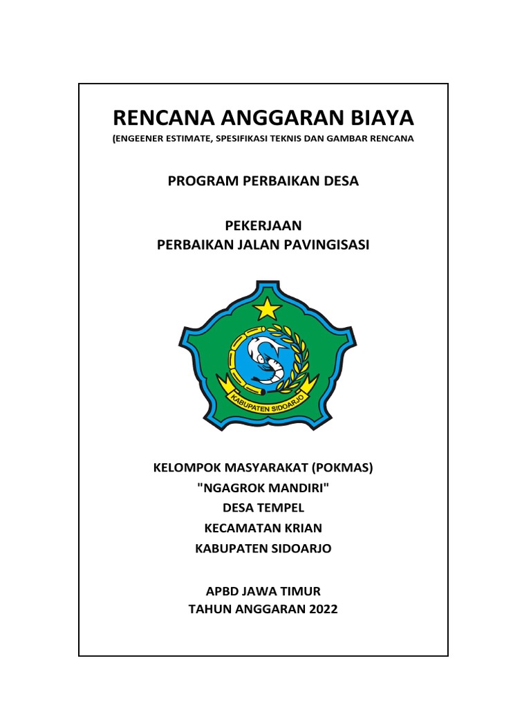 RAB Perbaikan Jalan Paving Desa Tempel | PDF