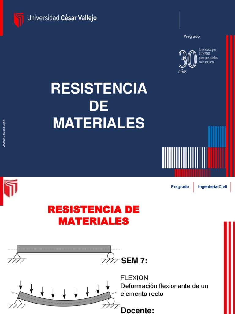 Sesión 6 - Resistencia de Materiales | Download grátis PDF | Viga (Estructura) | Doblar