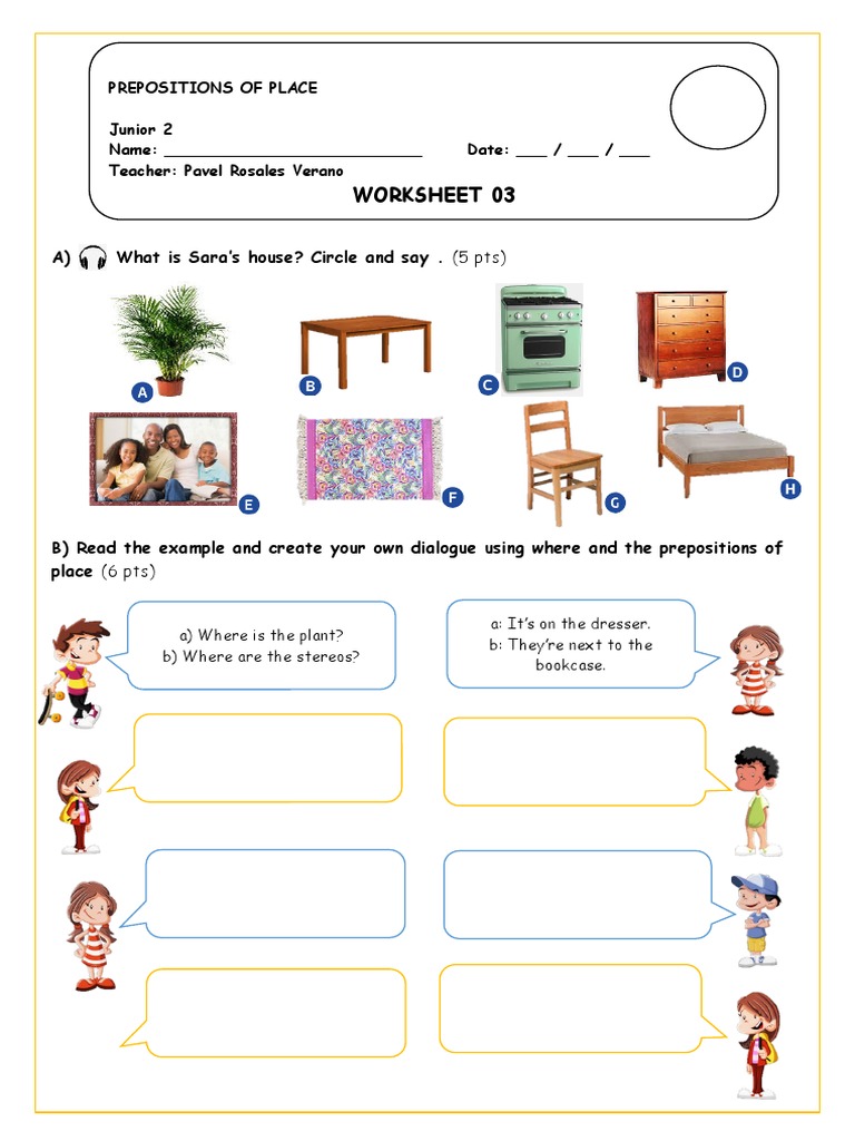 Worksheet Prepositions of Place | PDF