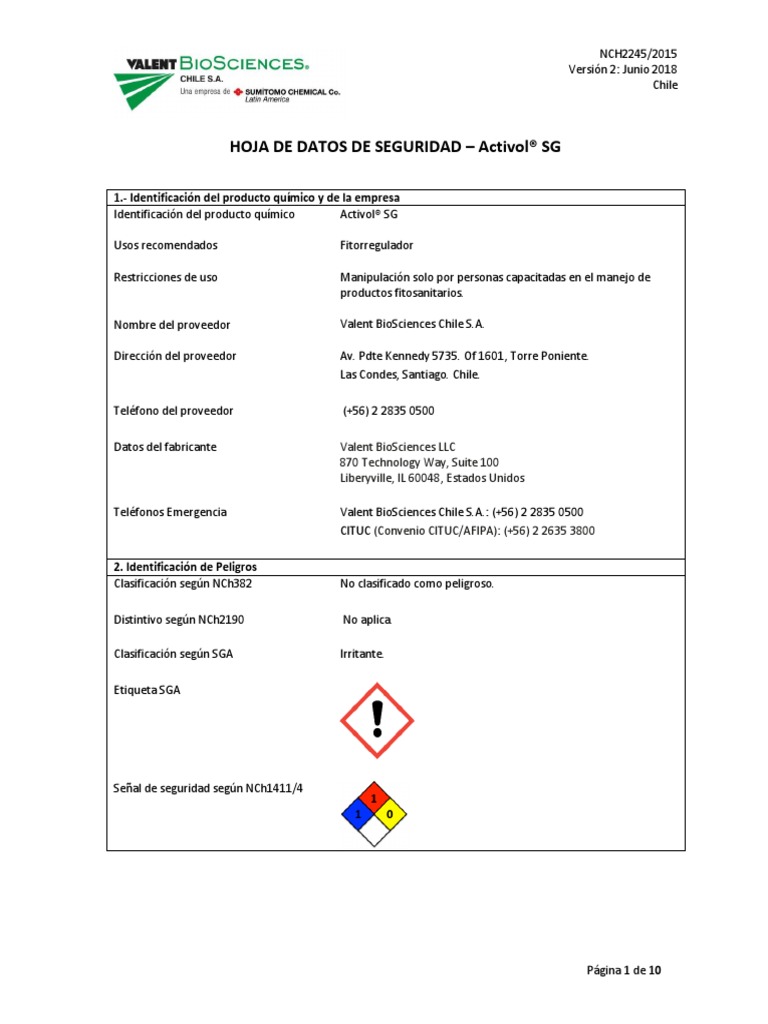 Activol SG FDS | PDF | Agua | Solubilidad