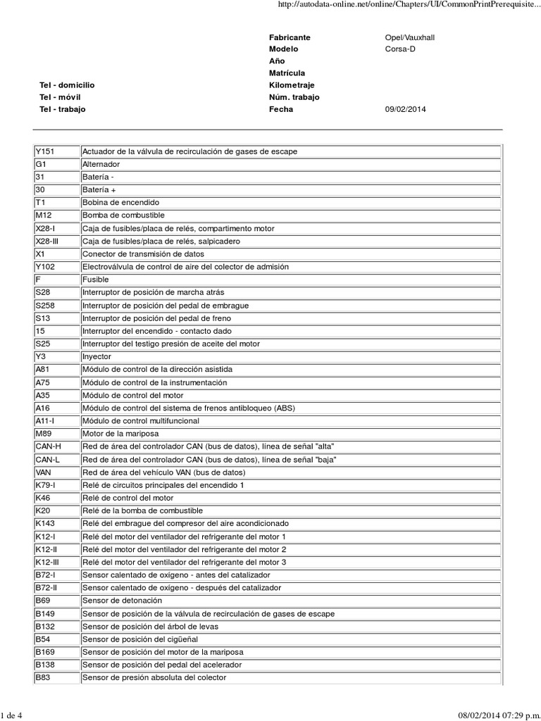 Esquema eléctrico Opel Corsa D | PDF | Relé | Ingeniería mecánica