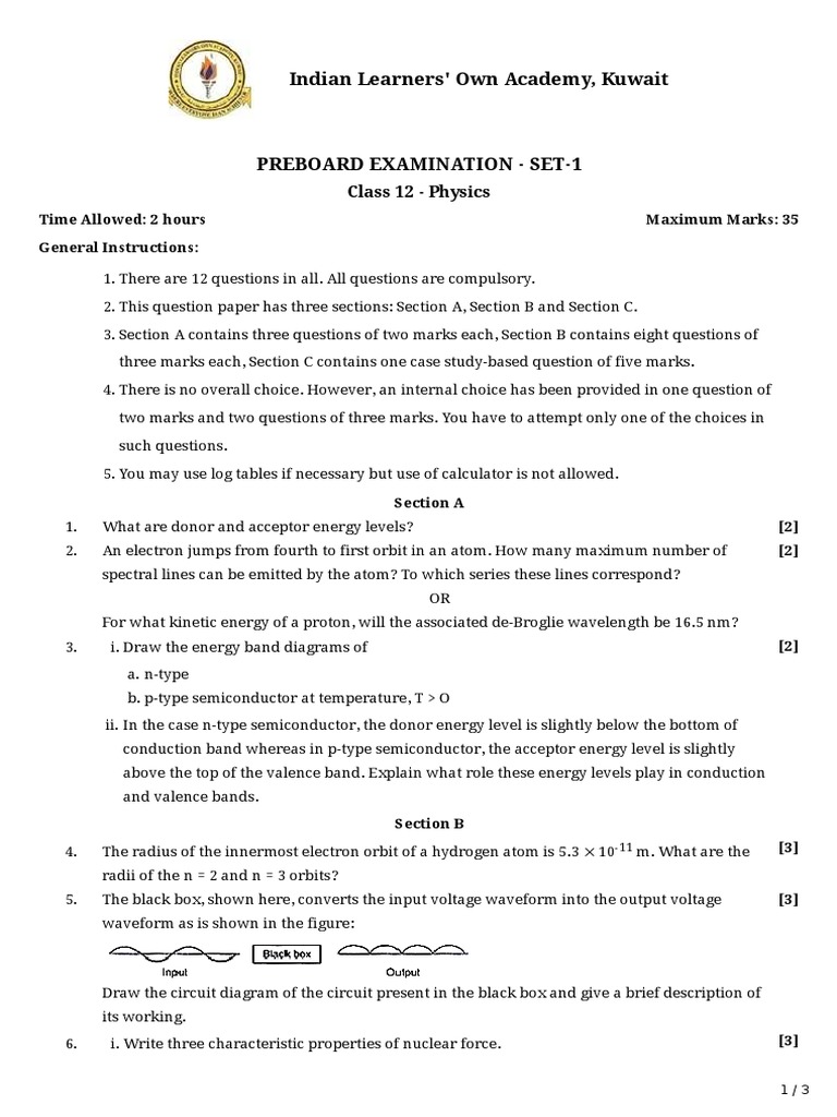 Physics-Class 12-Preboard-QP-Set-1 | Download Free PDF | Light | Optical Fiber