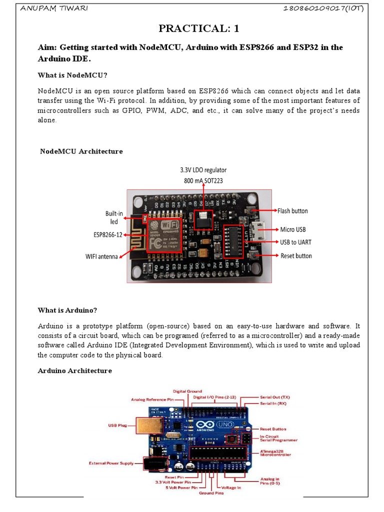 Practical 1 Aim Getting Started With Nodemcu Arduino With Esp8266