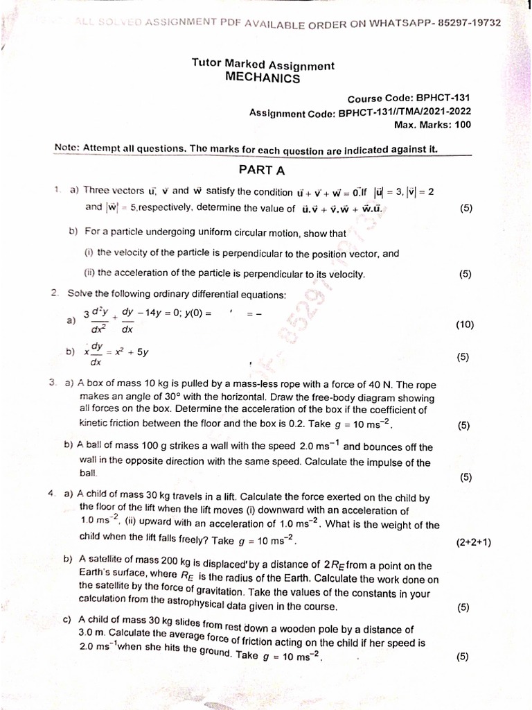BPHCT 131 em HW 21 22 | PDF