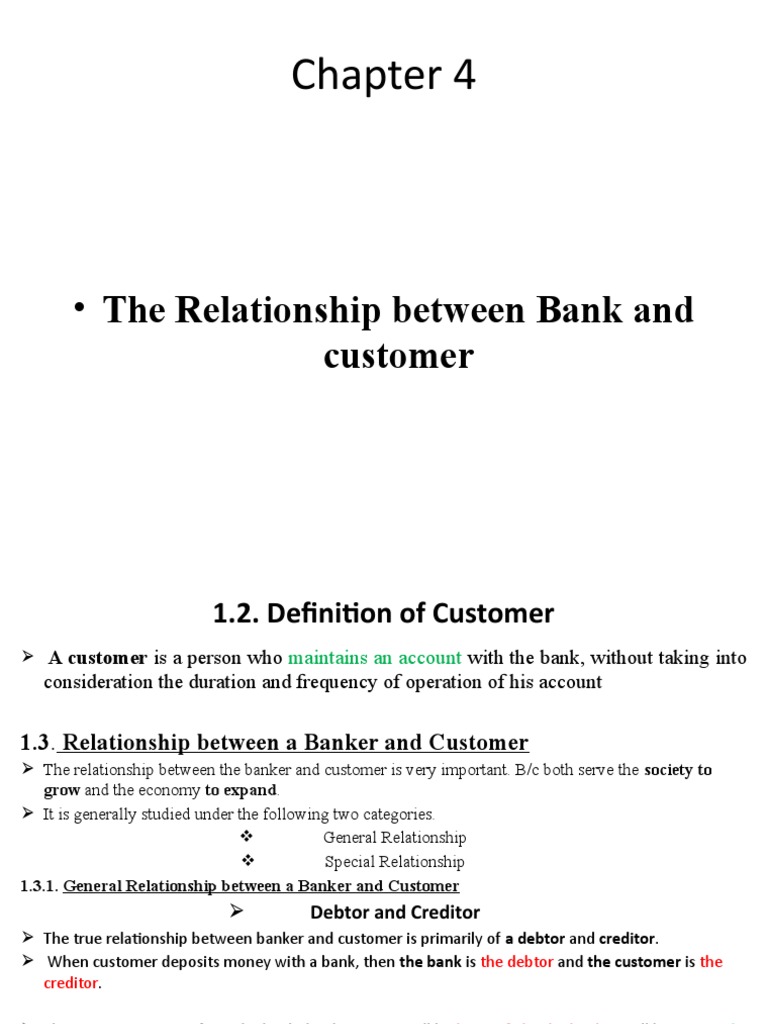The Relationship Between Bank And: Customer | PDF | Banks | Mortgage Law