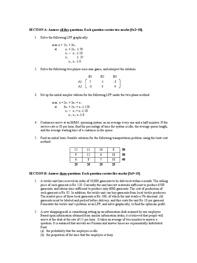 SECTION A: Answer All Five Questions. Each Question Carries Two Marks ...