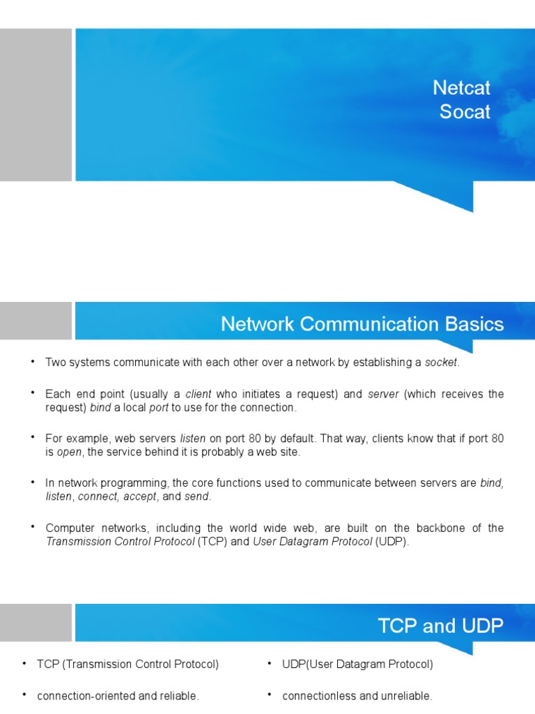 Netcat | Download Free PDF | Port (Computer Networking) | Transmission Control Protocol