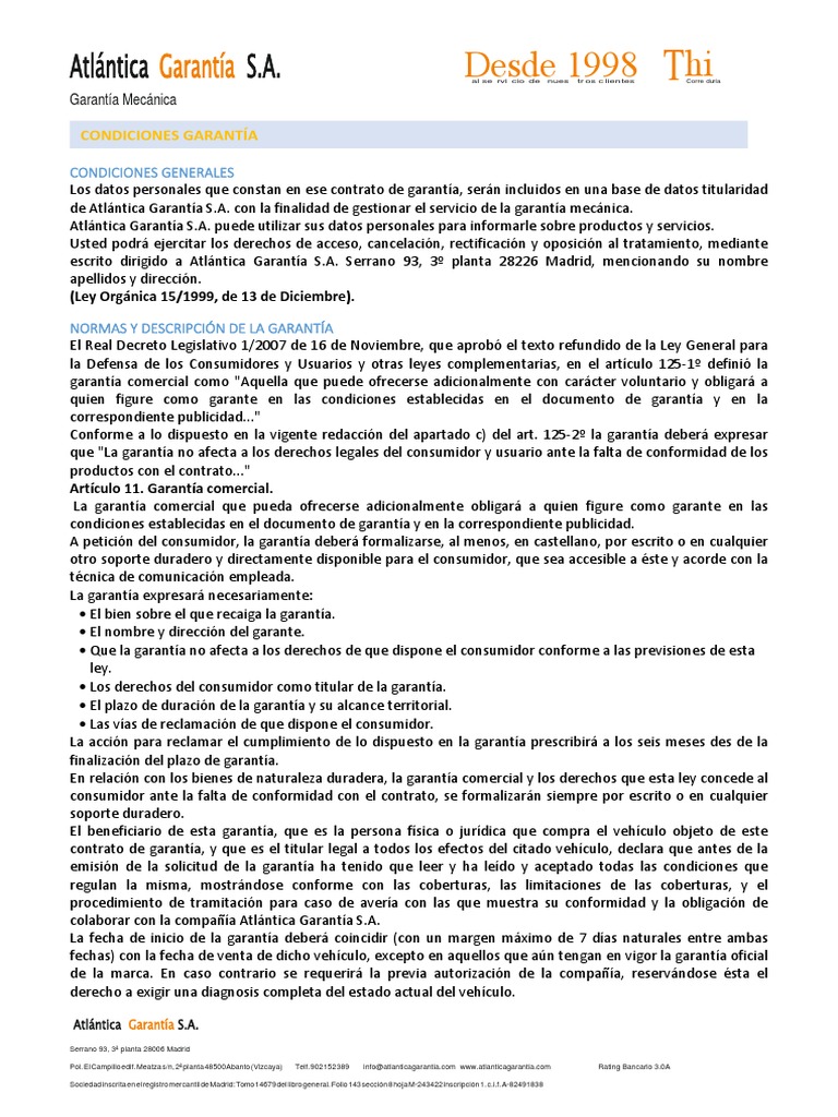 Condiciones Generales Particulares | PDF | Los consumidores