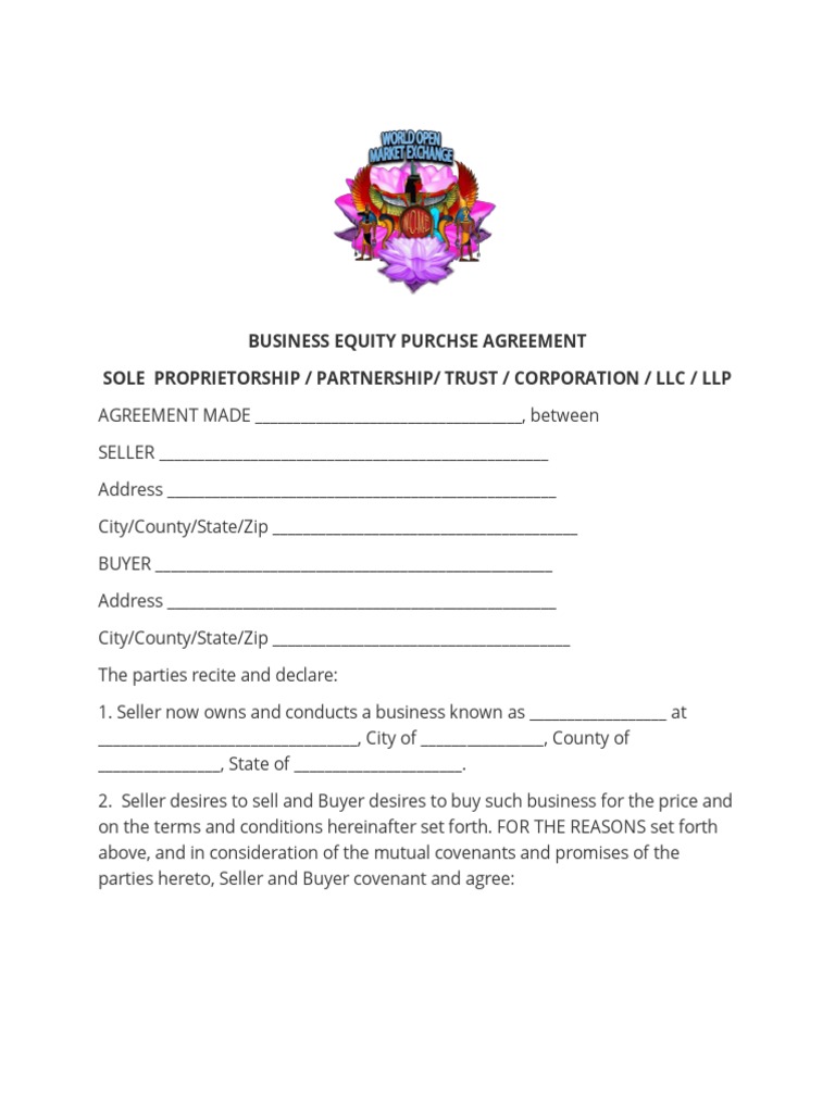 Business Equity Purchase Agreement | PDF | Legal Liability | Sales
