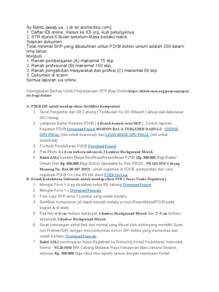 Panduan Perpanjangan STR Dokter | PDF