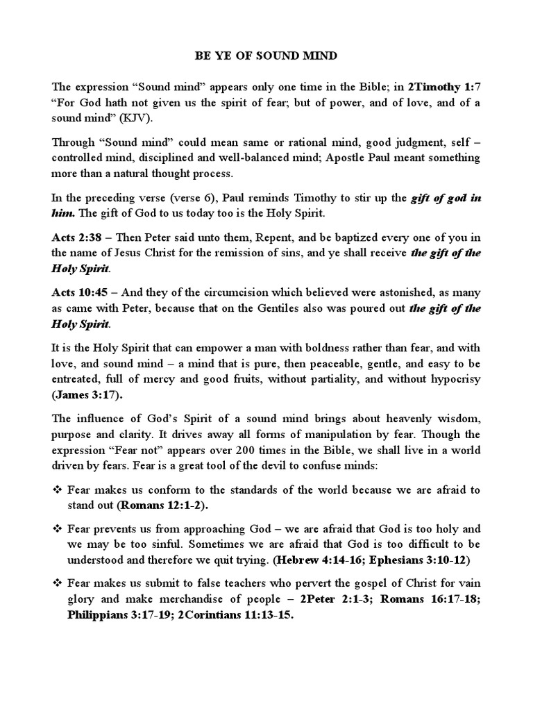 Be Ye of Sound Mind | PDF | Gospel Of Mark | Jesus