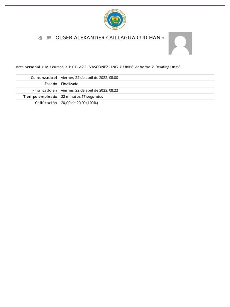 Reading Unit 8 - Revisión Del Intento | PDF