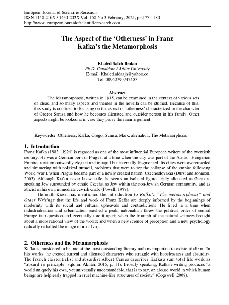 The Aspect of The Otherness' in Franz Kafka's The Metamorphosis | PDF ...