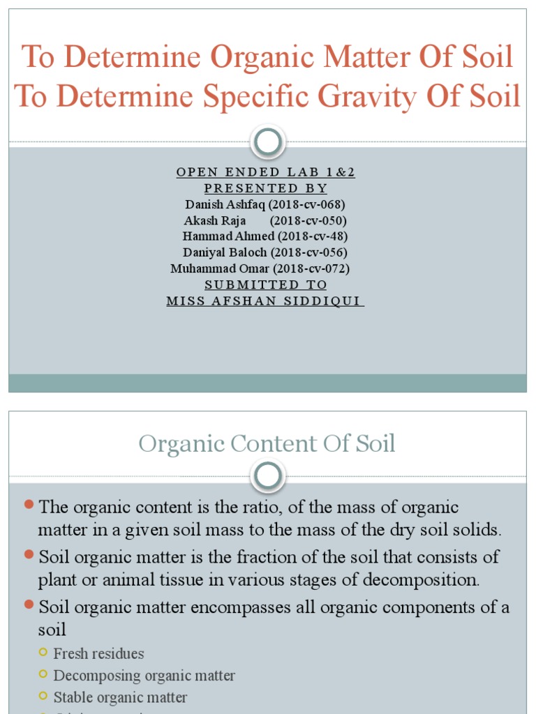 To Determine Specific Gravity of Soil | PDF | Soil | Organic Matter