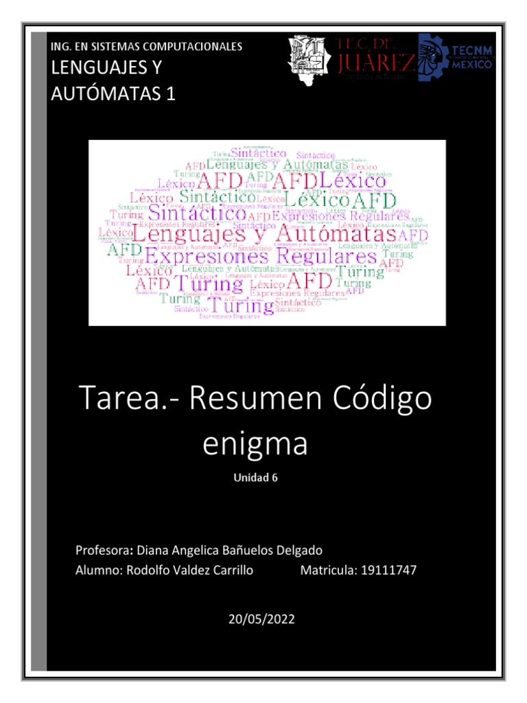 Tarea. - Resumen Código Enigma | PDF | Alan Turing