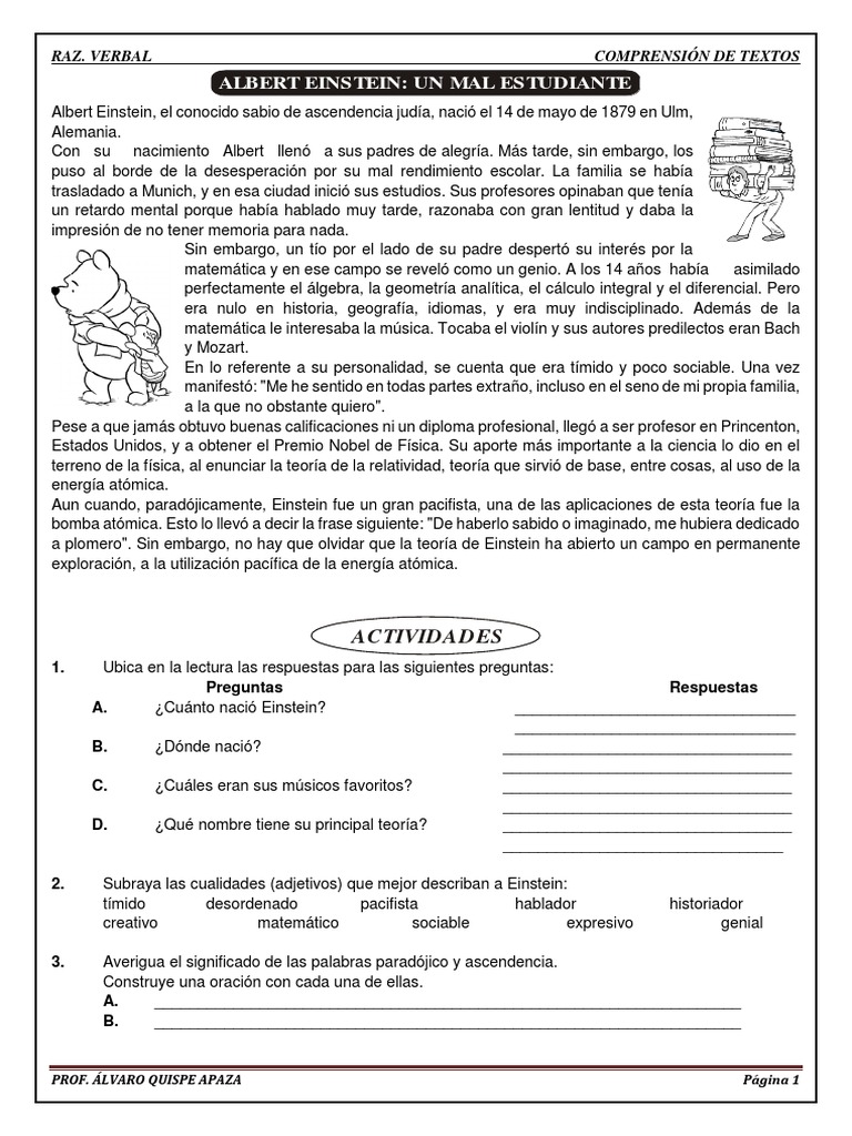 Biografía de Albert Einstein para Niños | PDF | Albert Einstein