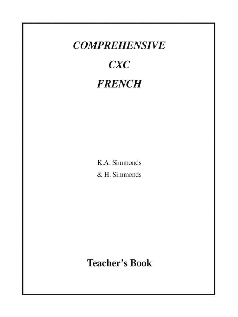 Comprehensive CXC French - Teacher's Book | PDF