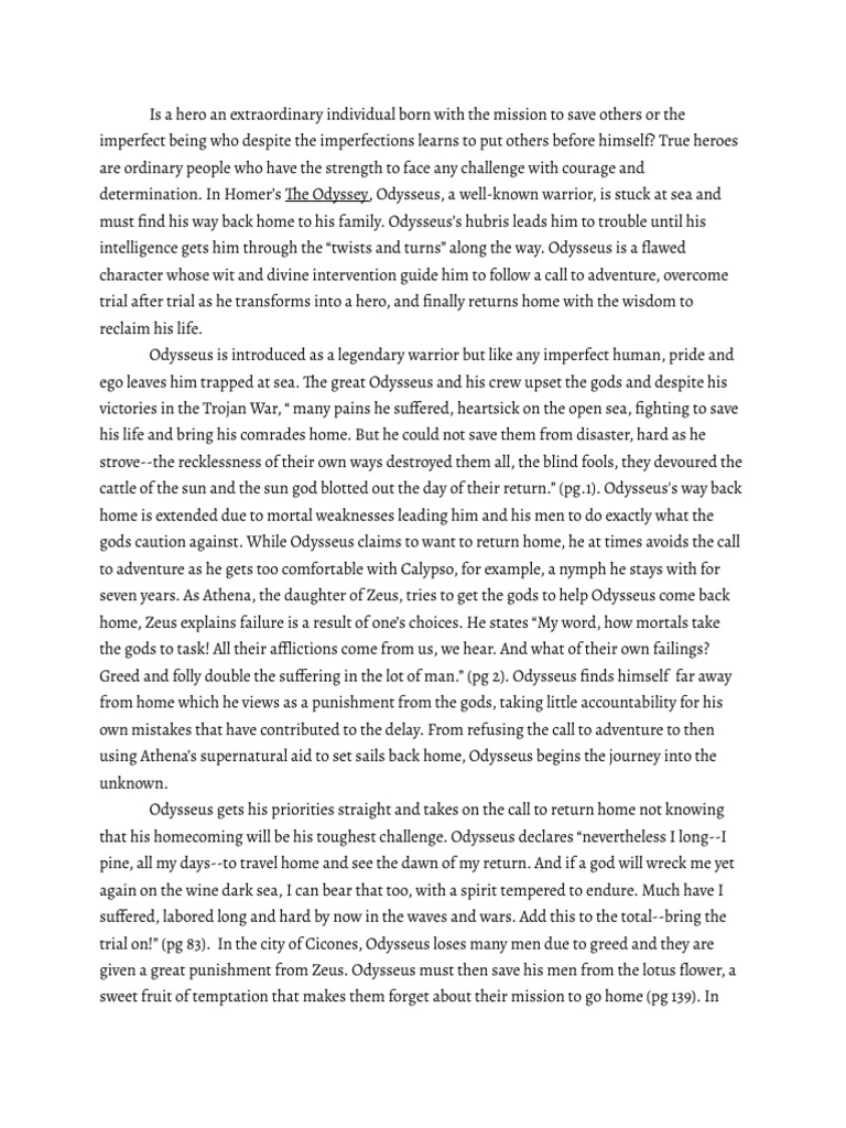 Heros Journey Essay | PDF | Odysseus | Hero