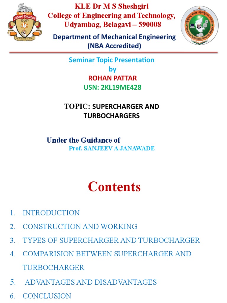 Seminar Presentation Rohan P | PDF | Turbocharger | Rotating Machines