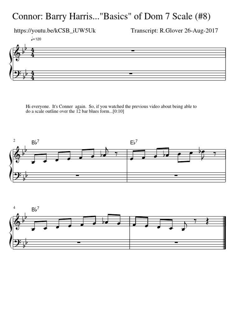 Barry Harris Method Exploring The Basics of The Dominant 7th Scale (#08 ...