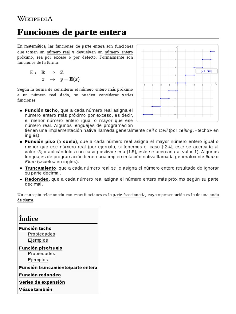 Funciones de Parte Entera | PDF | Objetos matemáticos | Análisis matemático