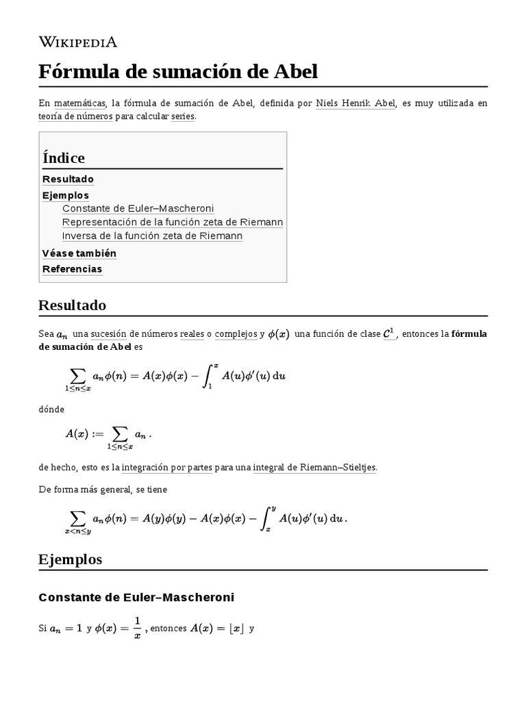 Fórmula de Sumación de Abel | PDF