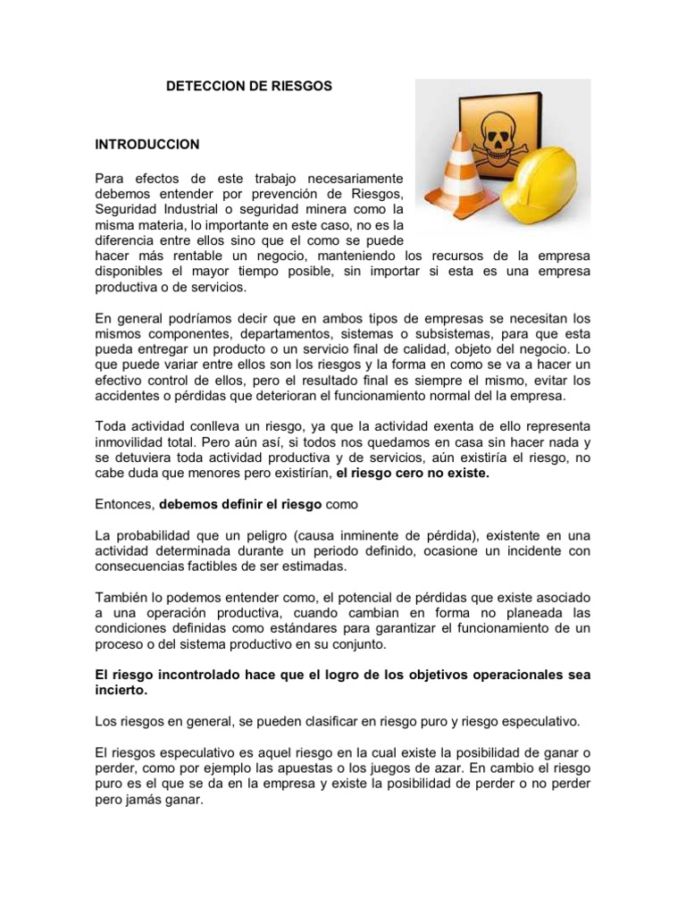 DETECCION DE RIESGOS | Riesgo | La seguridad | Prueba gratuita de 30 ...