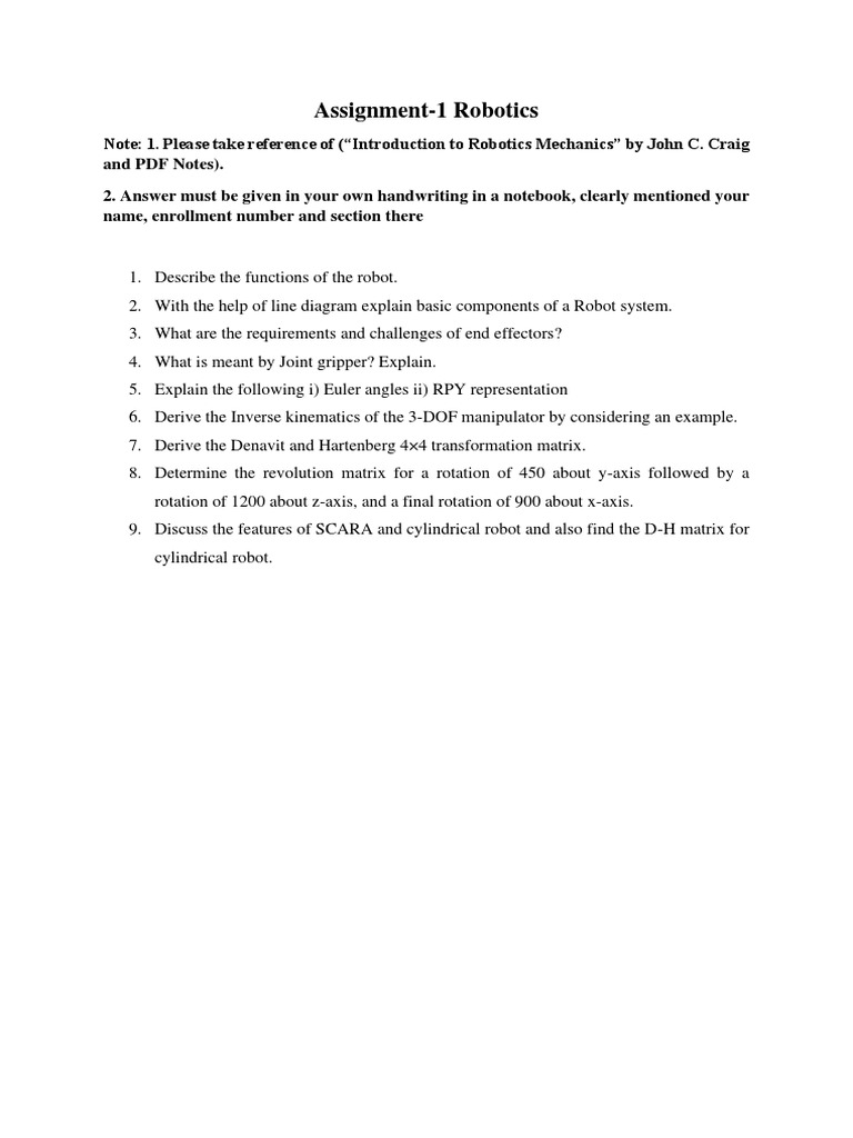 Robotics Assignment | PDF