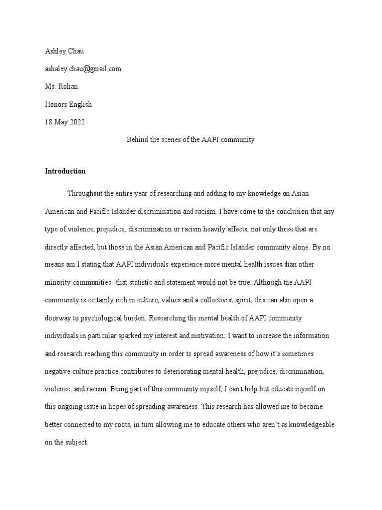 Ashley Chau - 1st Draft of Expert Project Final Paper 2022 | PDF ...