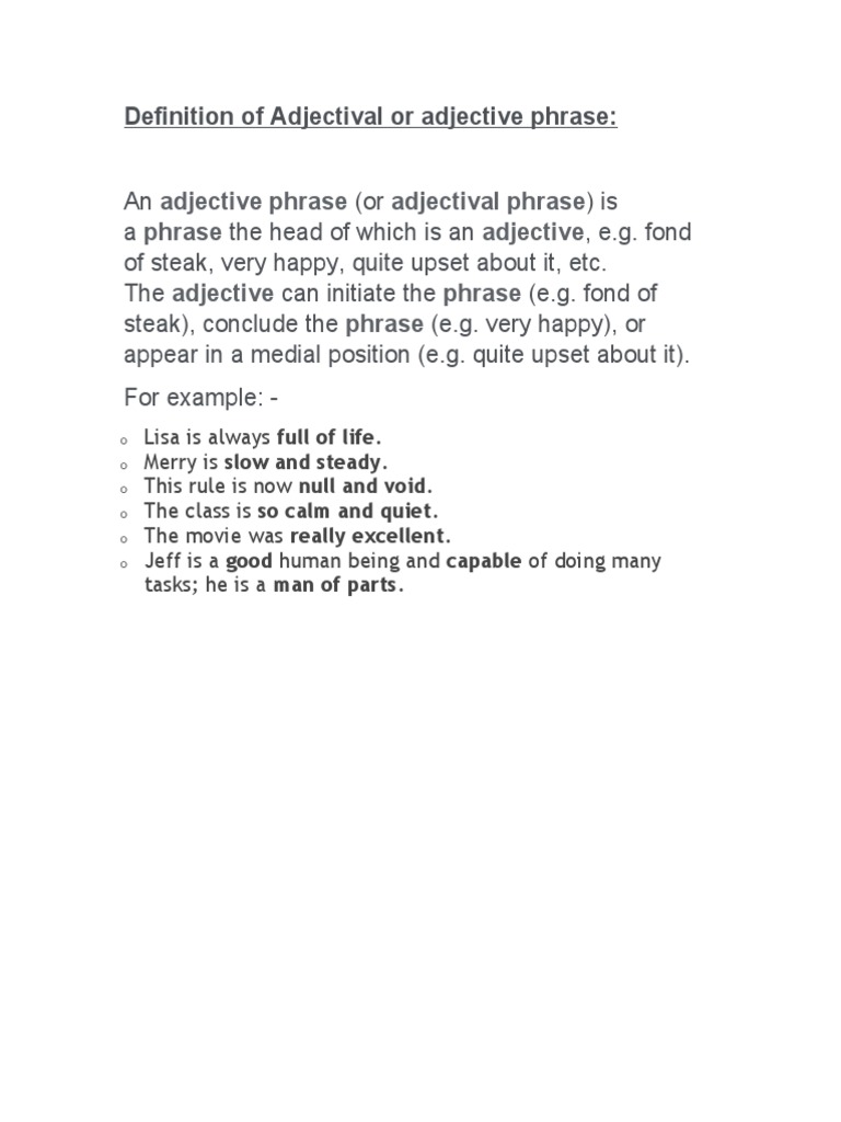 Adjectival Phrase | PDF
