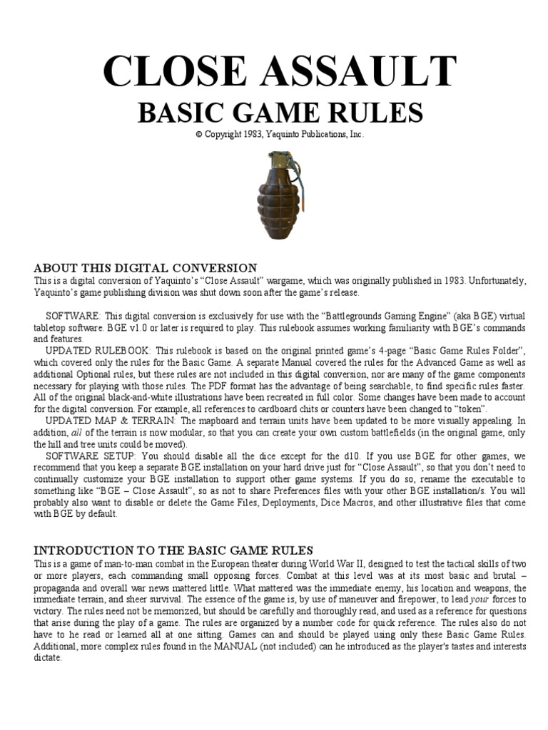 Basic Game Rulebook For BGE | PDF | Machine Gun | Rifle