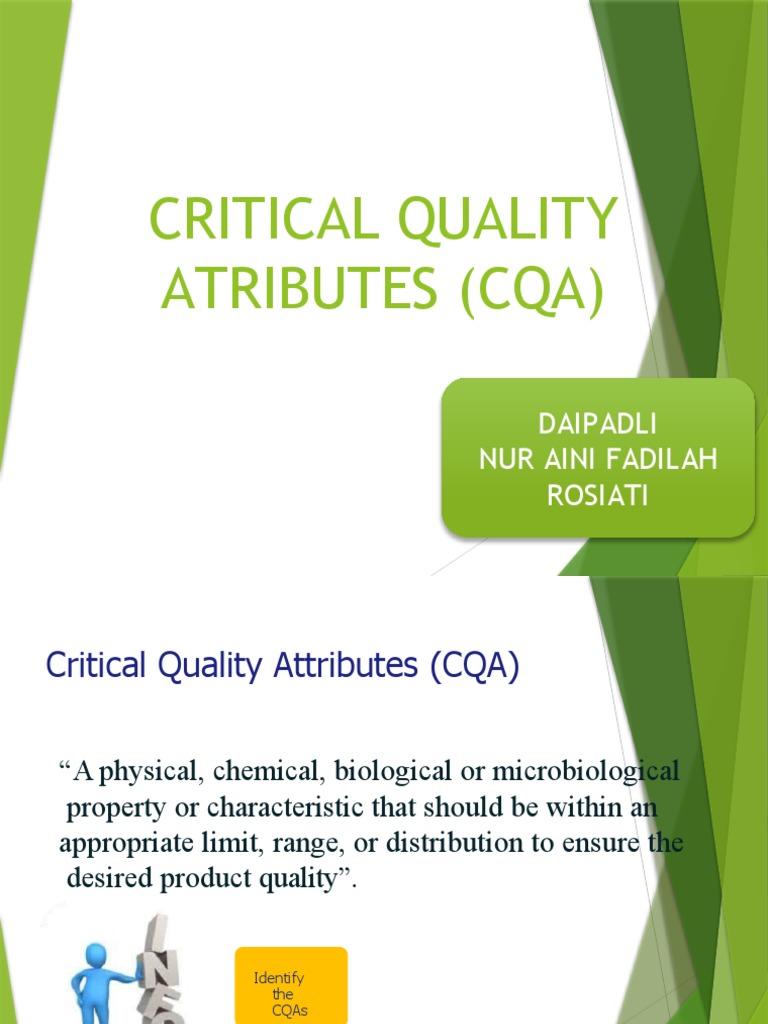 Critical Quality Atributes (Cqa) : Daipadli Nur Aini Fadilah Rosiati ...