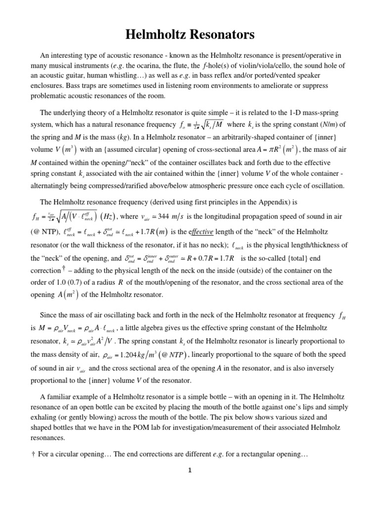 Helmholtz Resonator Cross Section