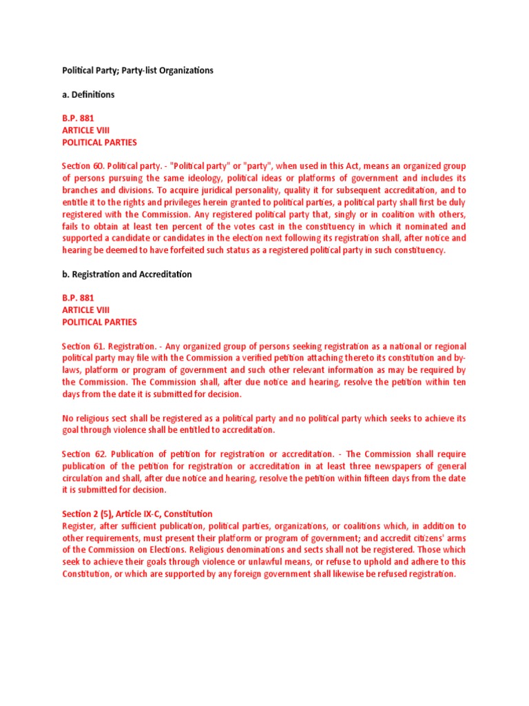 Political Party Registration Guidelines | PDF | Voting | Government