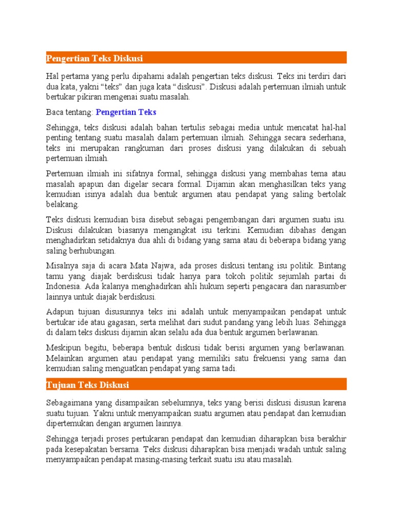 Pengertian Teks Diskusi | PDF