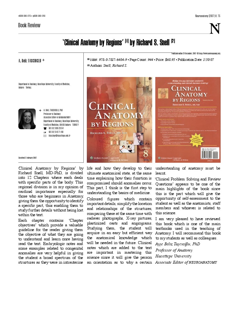 Clinical Anatomy by Regions' by Richard S. Snell: Book Review | PDF ...