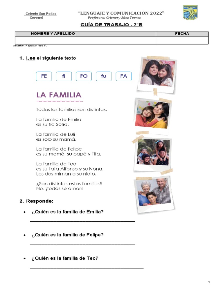 2°B - LENGUAJE - Letra F | PDF