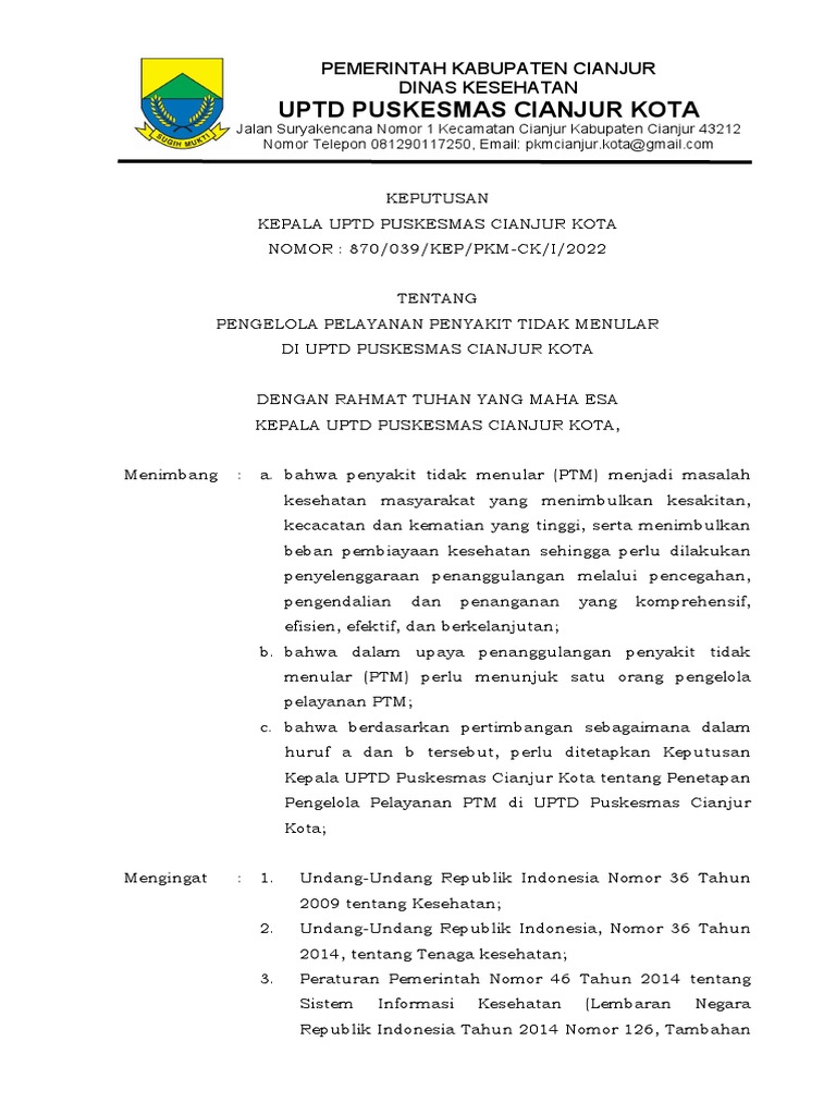 SK Pengelola Program PTM Print | PDF