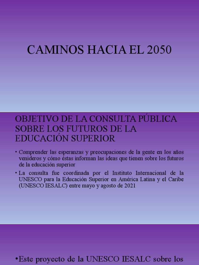 Futuros de la Educación Superior 2050 | PDF | Unesco | Sociedad