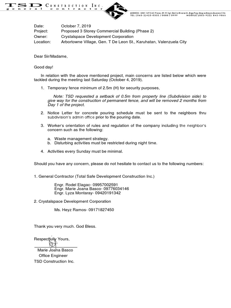 Csdcorp. Atkv Vc Aq Letter Neighbor Consent | PDF