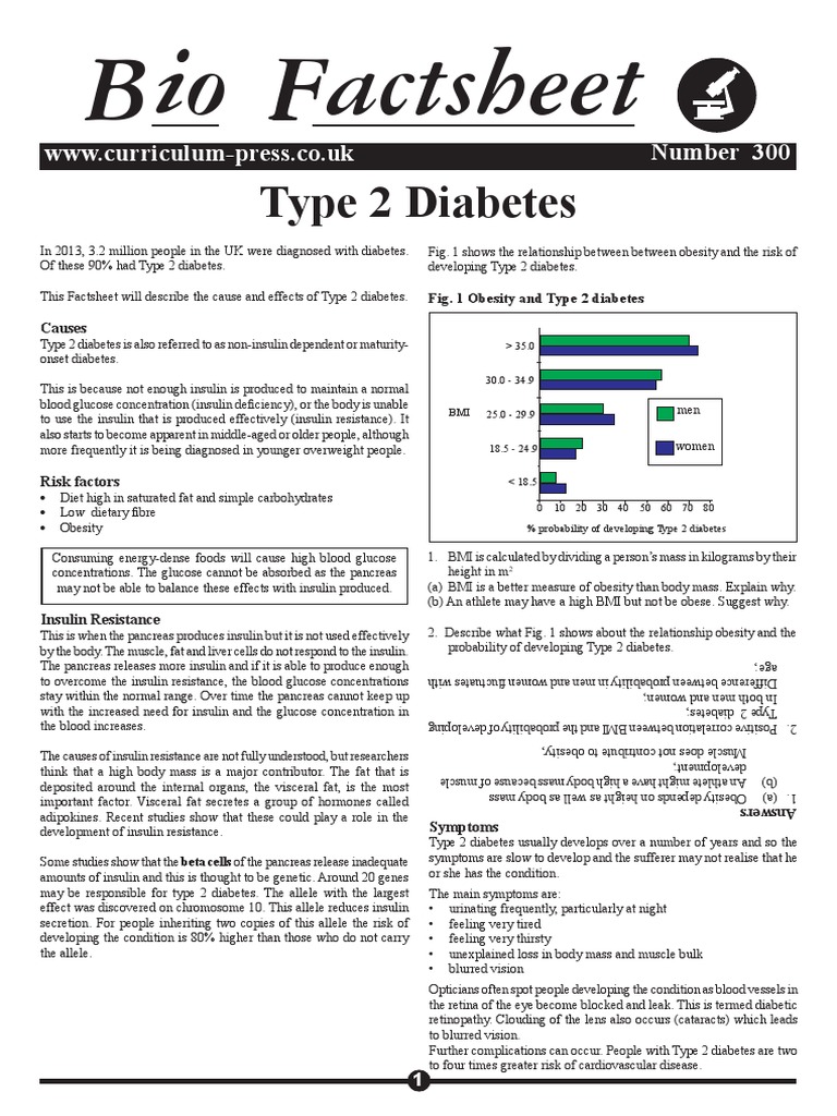 Bio Factsheet 300 Diabetes Type 2 | PDF | Insulin | Insulin Resistance