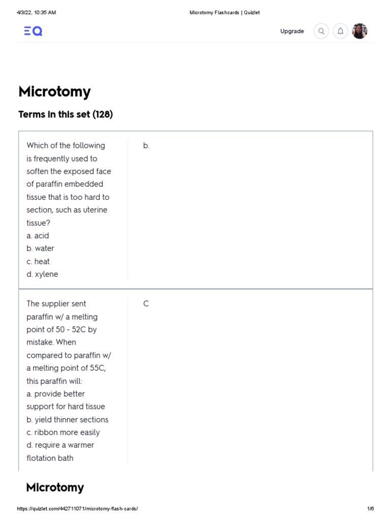 Microtomy Flashcards - Quizlet | PDF | Tools | Industrial Processes