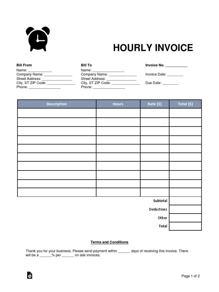 Hourly Invoice Template | PDF | Credit Card | Payments