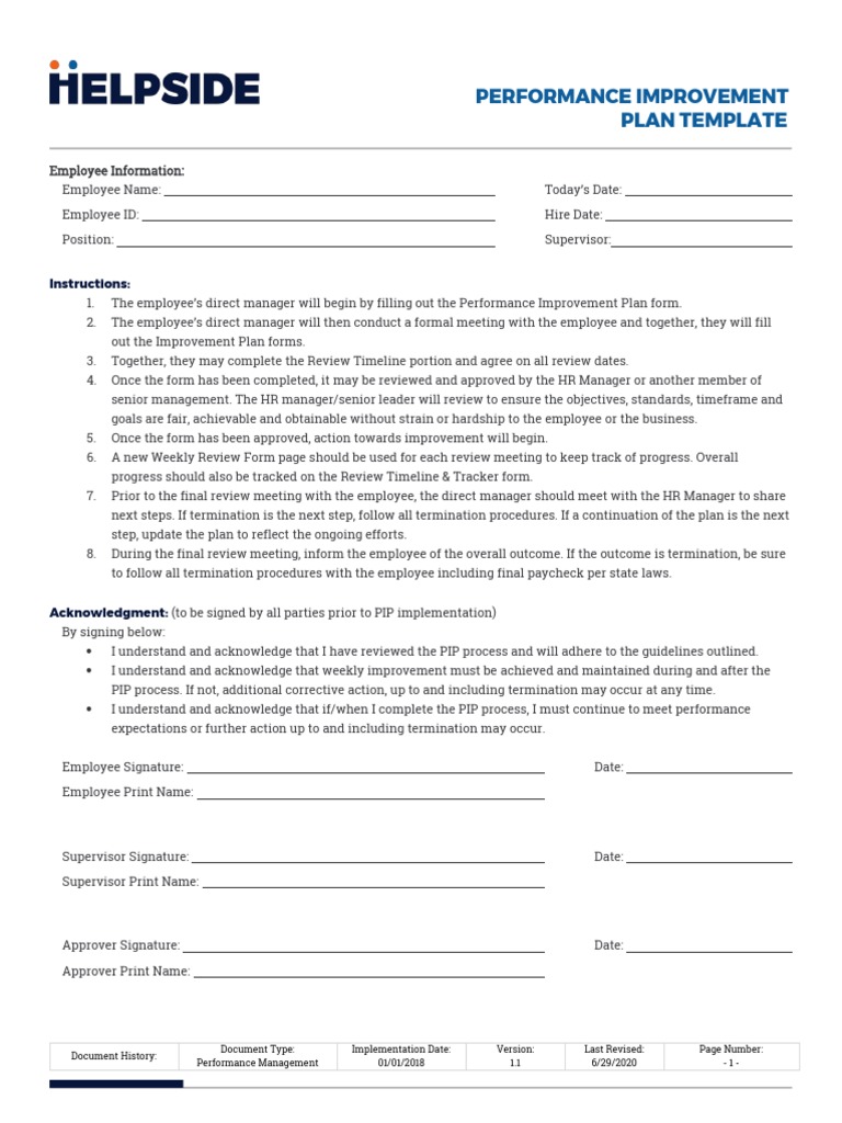 Performance Improvement Plan Template | PDF | Supervisor | Business