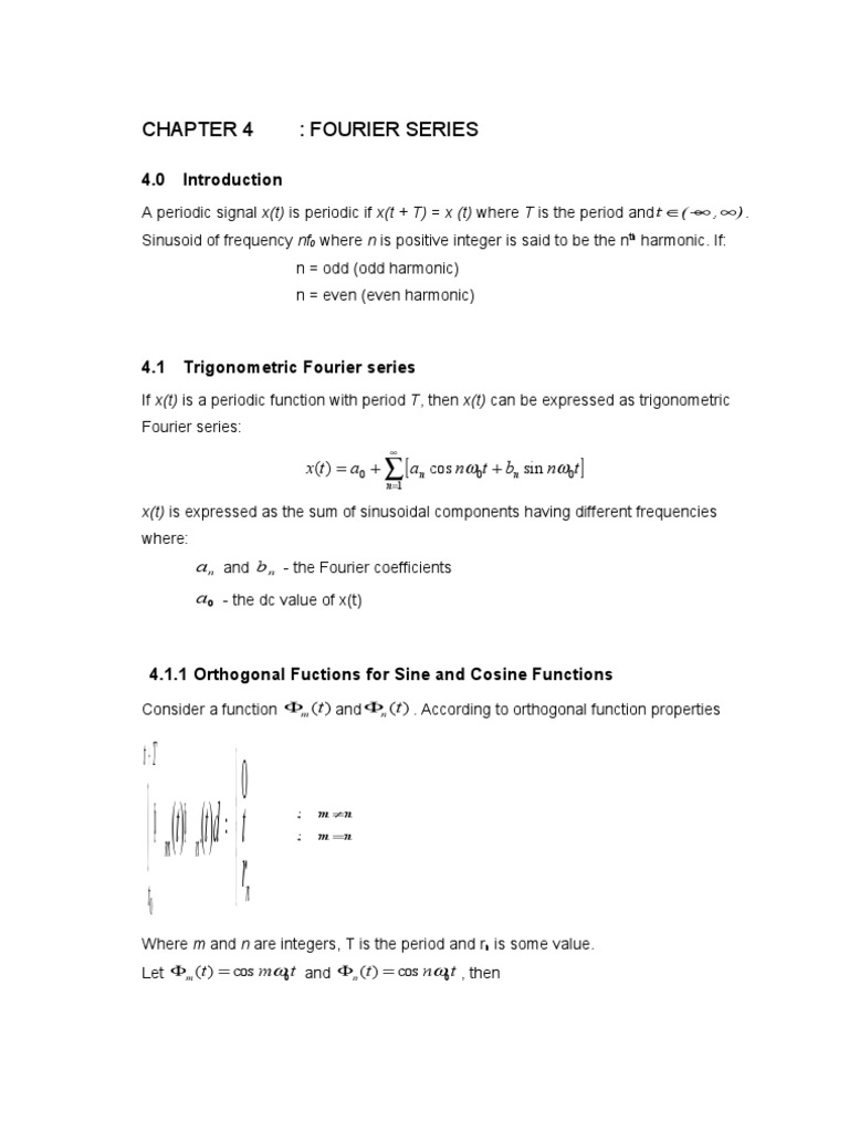 Chapter 4-Fourier Series | PDF | Sine | Fourier Series Chapter 4-Fourier Series | PDF | Sine | Fourier Series