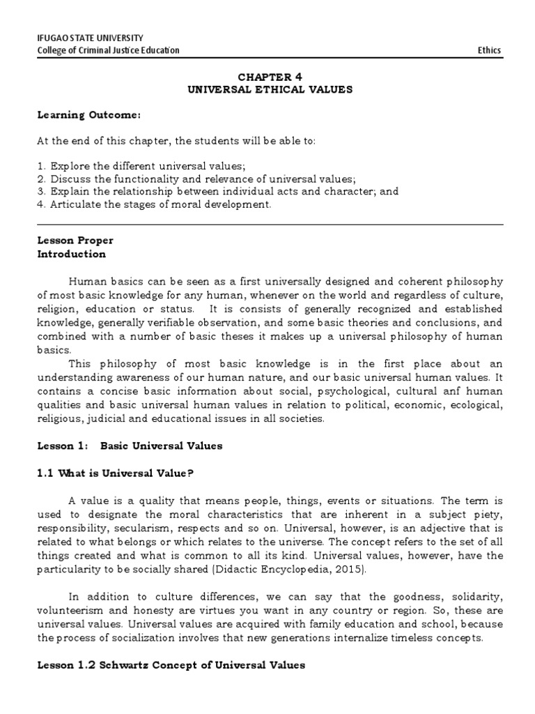Universal Ethical Values Explained | PDF | Value (Ethics) | Morality