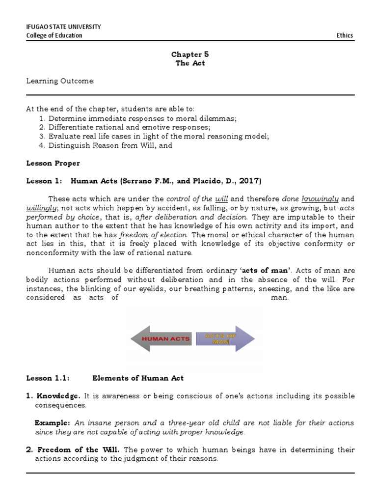 MODULE in ETHICS-5 The Human Act | PDF | Reason | Virtue Ethics